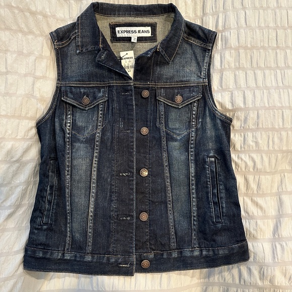 Express | Jackets & Coats | Express Dark Denim Vest Size Small | Poshmark